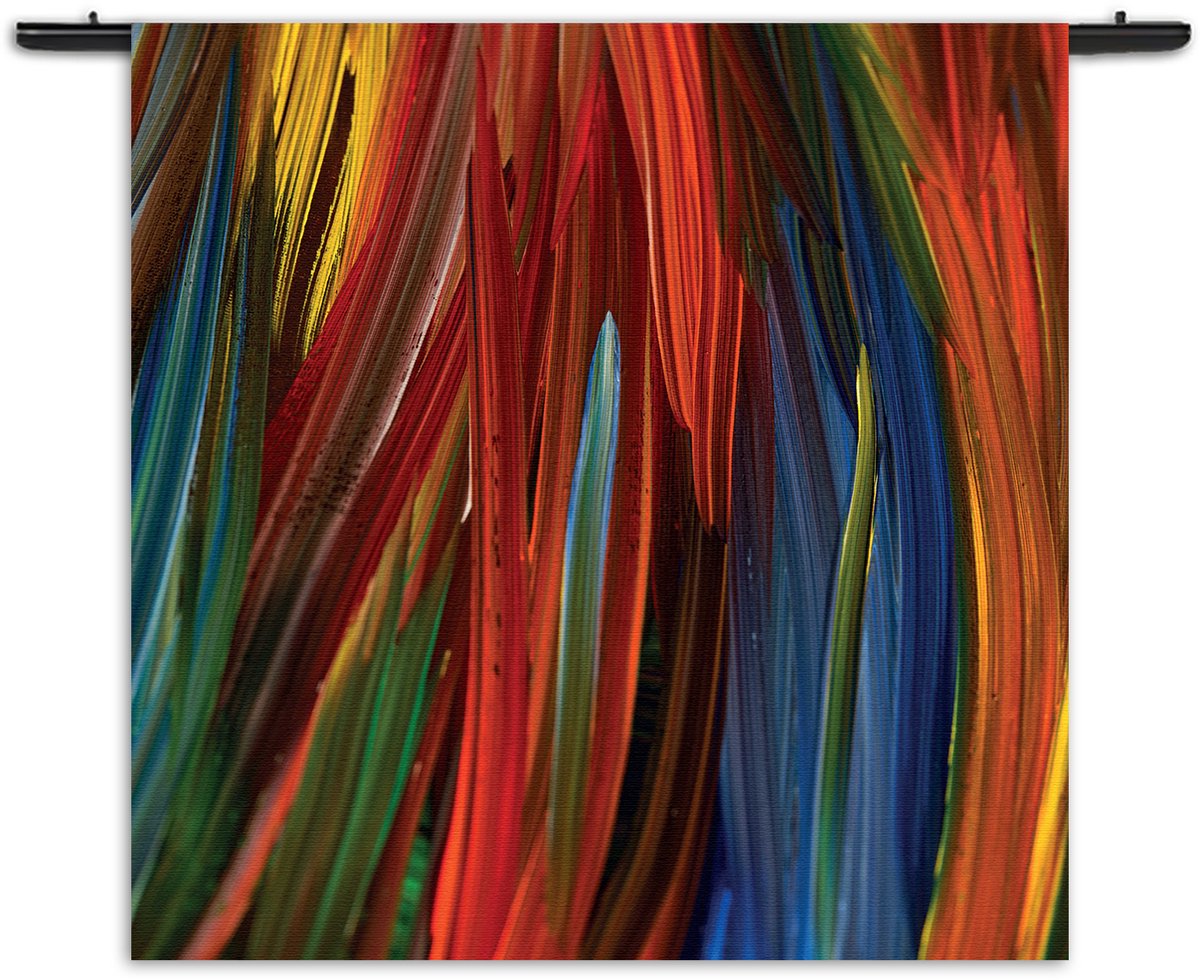 Mezo Wandkleed Geschilderde Strepen Kleurrijk Rechthoek Vierkant XXL (180 X 180 CM) -... | bol