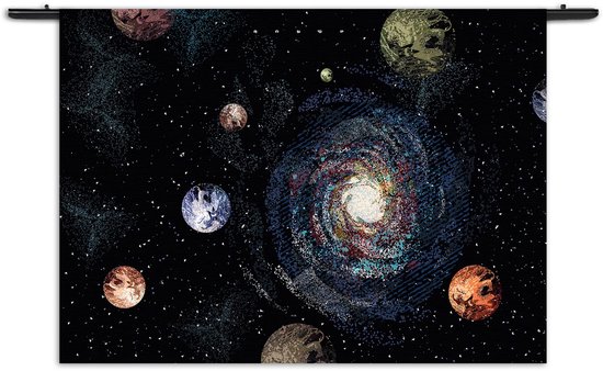 Velours Wandkleed Ons planetenstelsel Rechthoek Horizontaal XXL (130 X ...