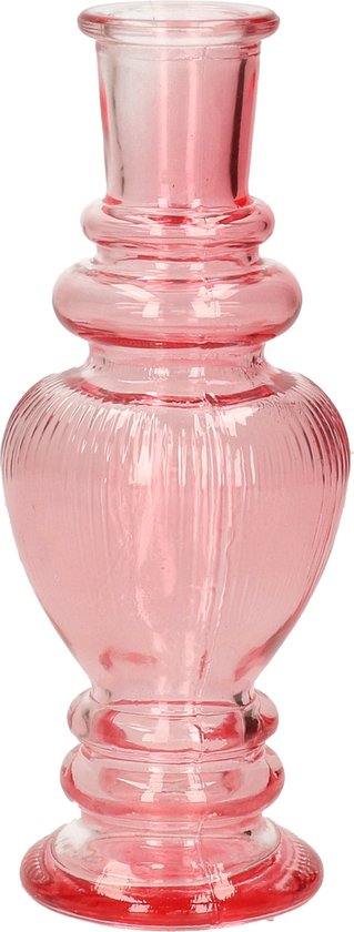 Kaarsen kandelaar Venice - gekleurd glas - ribbel roze - D5,7 x H15 cm ...