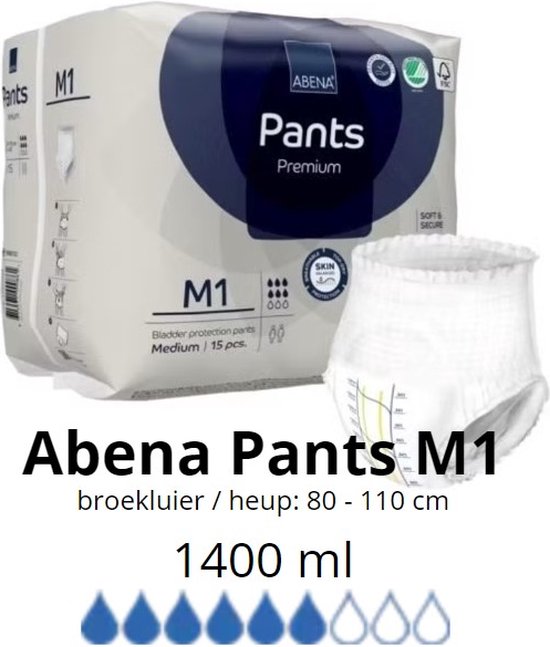ABENA Pants Premium M1 - 15x Absorberend Broekje, te Dragen als Gewoon ...