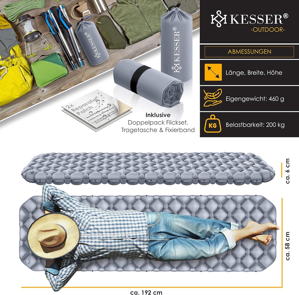 Camping matras isomat opblaasbare luchtmatras campingmat, incl ...