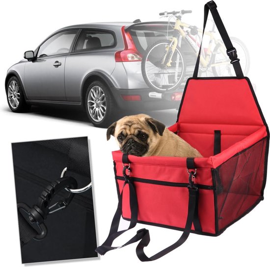 Autostoeltje voor Honden - Rood - Auto Mand - Extra Stevig - max 15 kg ...