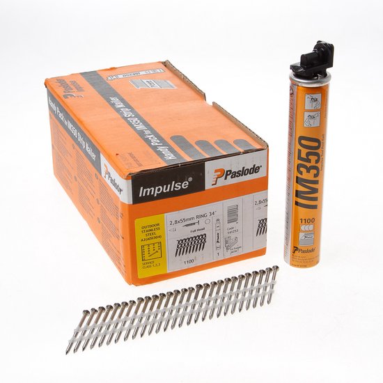 Paslode stripspijker ring RVS 2.8 x 55mm inclusief gas IM90 doos met ...