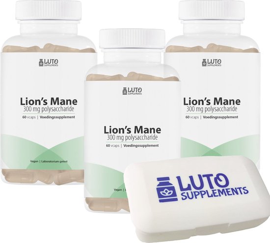Lion's Mane Triple verpakking + Pillbox - 1000mg per dosering ...