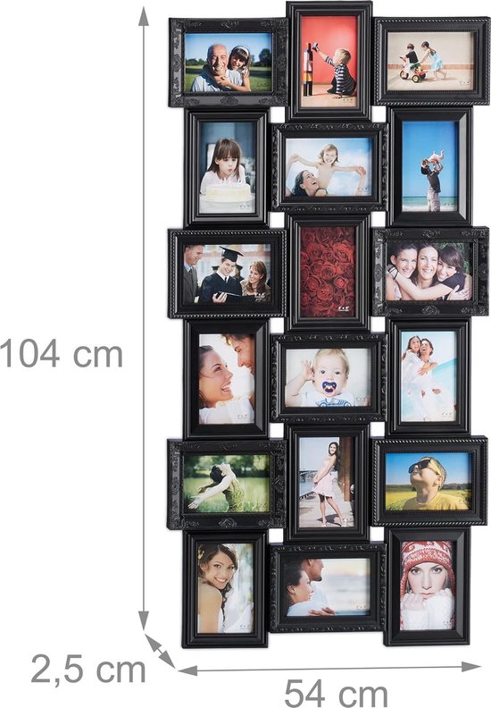 fotolijst collage, voor 18 foto's, verticaal of horizontaal, antiek ...
