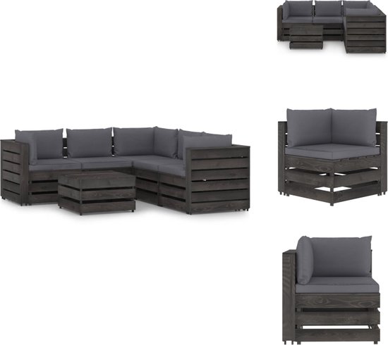 vidaXL Pallet Loungeset - Hoekbank + Middenbank + Tafel - Grenenhout ...