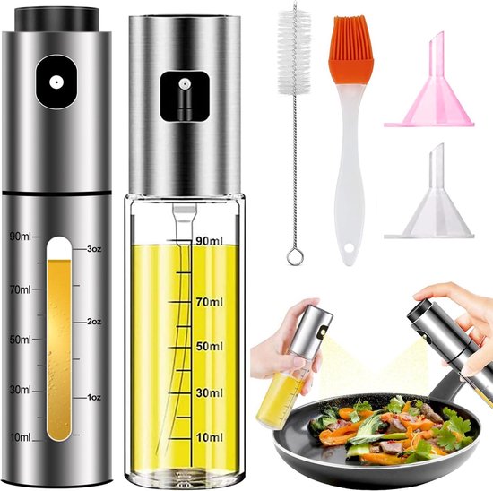 Pakket van 2 oliesproeiers voor kookolie, oliesproeier glazen sprayfles ...