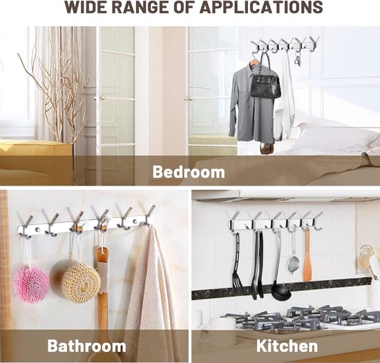 Haak Rail Kapstok Haken Set van 2 Muurhaken Badkamer Keuken Deur ...
