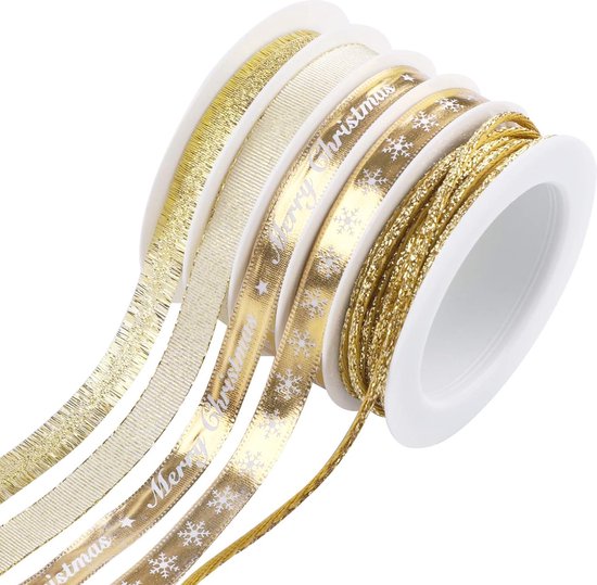 Kerst Grosgrain Linten Bundel 5 Roll 5 m Kerst Lint voor Naaien Xmas ...