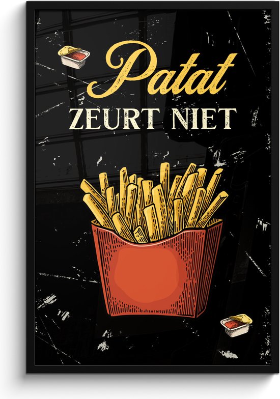 Fotolijst incl. Poster - Patat - Saus - Tekst - 60x90 cm - Posterlijst ...