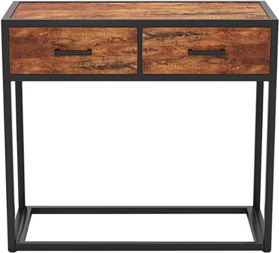 Madeira' Console Tafel: Exotisch houten blad, 2 laden - 80x90x35cm | bol