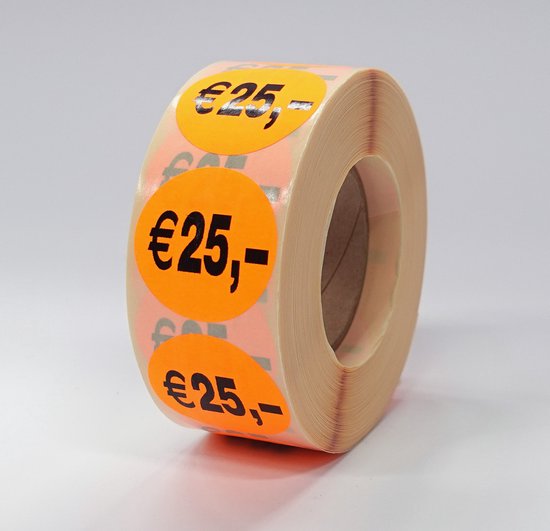 “€25" Prijs Stickers op rol 35mm oranje - 1000ex. | bol