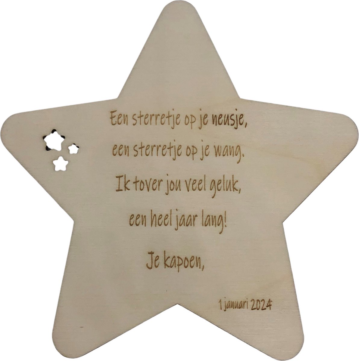 Ster - Houten nieuwjaarsbrief | nieuwjaar | cadeautje | peter | meter ...