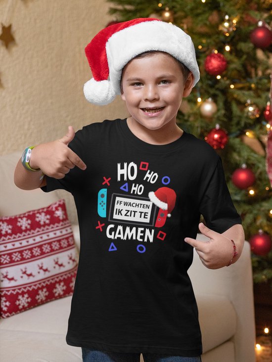 Passie voor Stickers Kinder T-shirt 2jr: ho ho ho ff wachten ik zit te ...