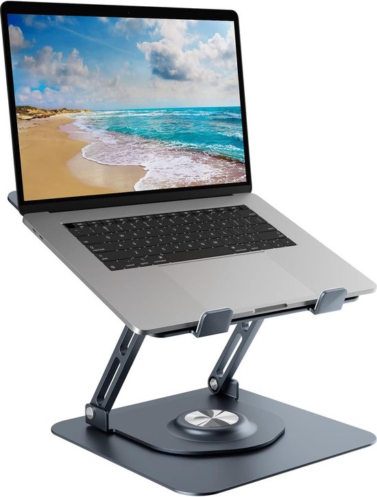 Laptopstandaard met 360° draaibare ronde basis, in hoogte verstelbare ...