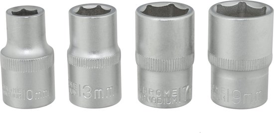 Doppenset - 10 tot 19mm - Doppen - 4 delig - 1/2 duims - GEKO | bol