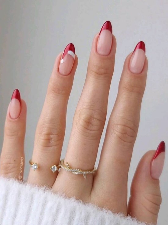 24 st./set Schattig & In de mode Kerstmis Rood Frans Manicure Volledige ...
