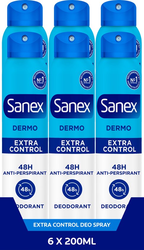 Sanex Dermo Extra Control 48h Anti-transpirant Spray - Voordeelverpakking - 6 x 200ml | bol