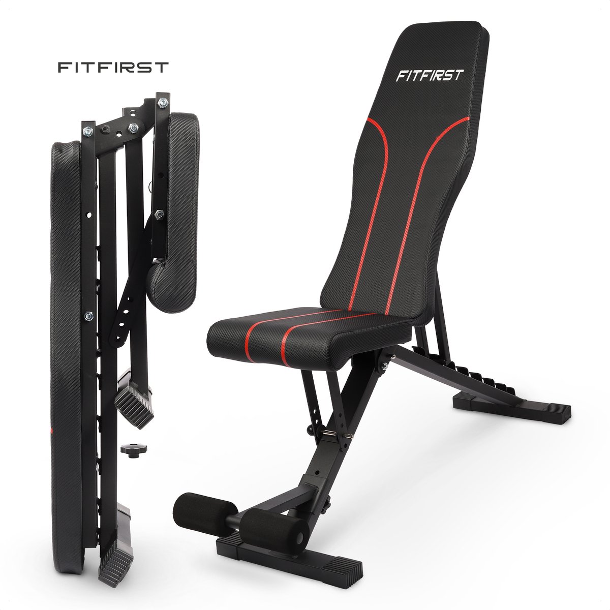 FitFirst® Fitnessbank - Max 300KG - Instelbaar en inklapbaar - Halterbank - Fitness... | bol