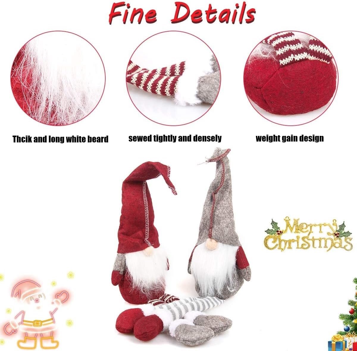 3 stuks kerst pluche beeldjes, kabouter kerst ornamenten handgemaakte ...