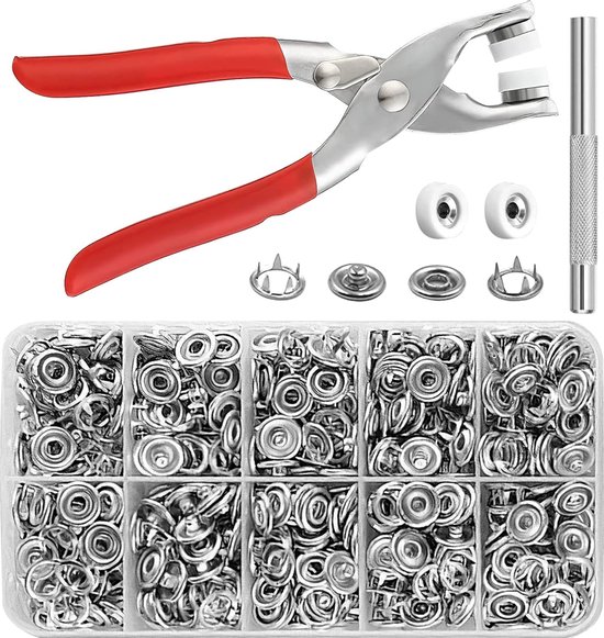 Drukknopset met tang: 200 stuks drukknopset, 9,5 mm drukknopen zonder ...