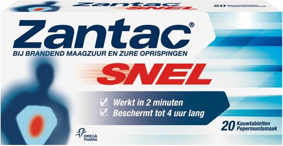 Zantac Snel Tabletten - Snel effectief bij maagzuur en oprispingen - 20 ...