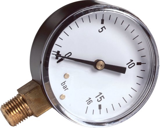 Manometer glycerine gevuld rvs. kast 63 mm. 0 - 16 bar 1/4" messing ...