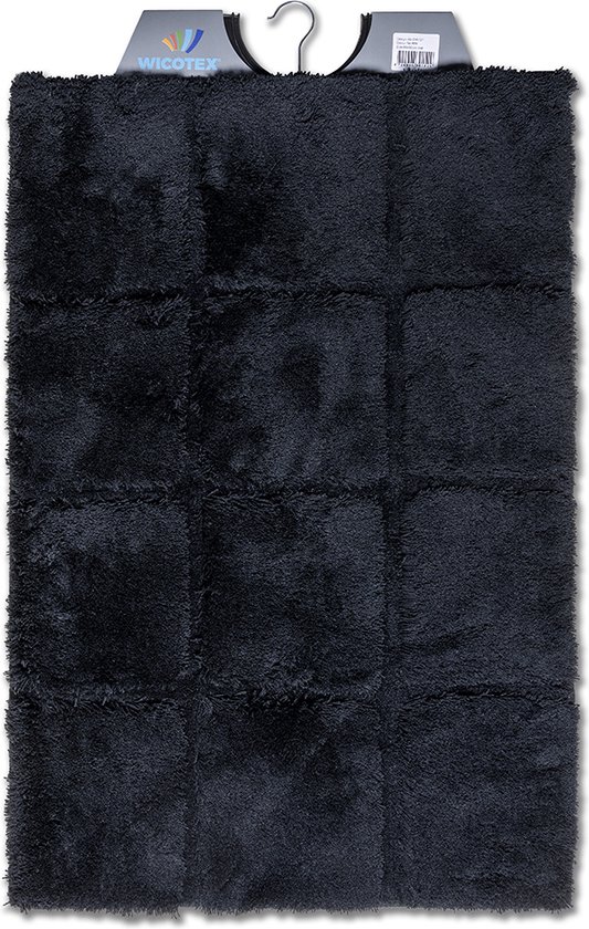 Wicotex - Badmat ruit Zwart - Antislip onderkant - Afmeting 60x90cm | bol