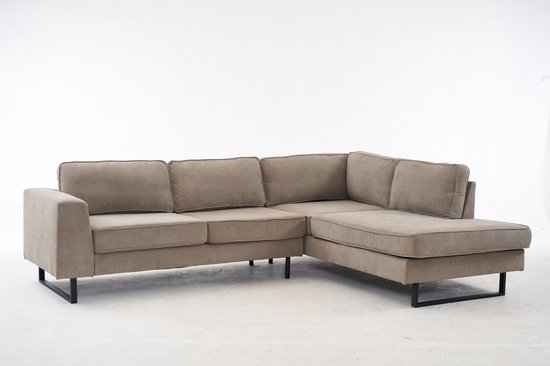 Hoekbank design Puckerto 290cm bank taupe ribstof hoek loungebank ...