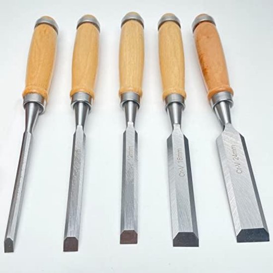 Houtsnijset - Houtsnijden - Houtsnijmes - Lepelmes - 5 Stuks ...