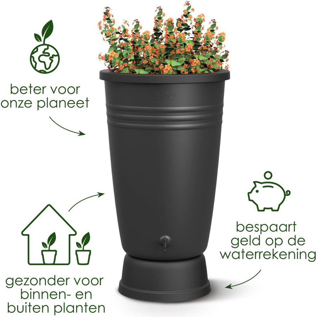 Elho Green Basics Regenton Plus 126 - Regenton voor Kweken En Oogsten ...