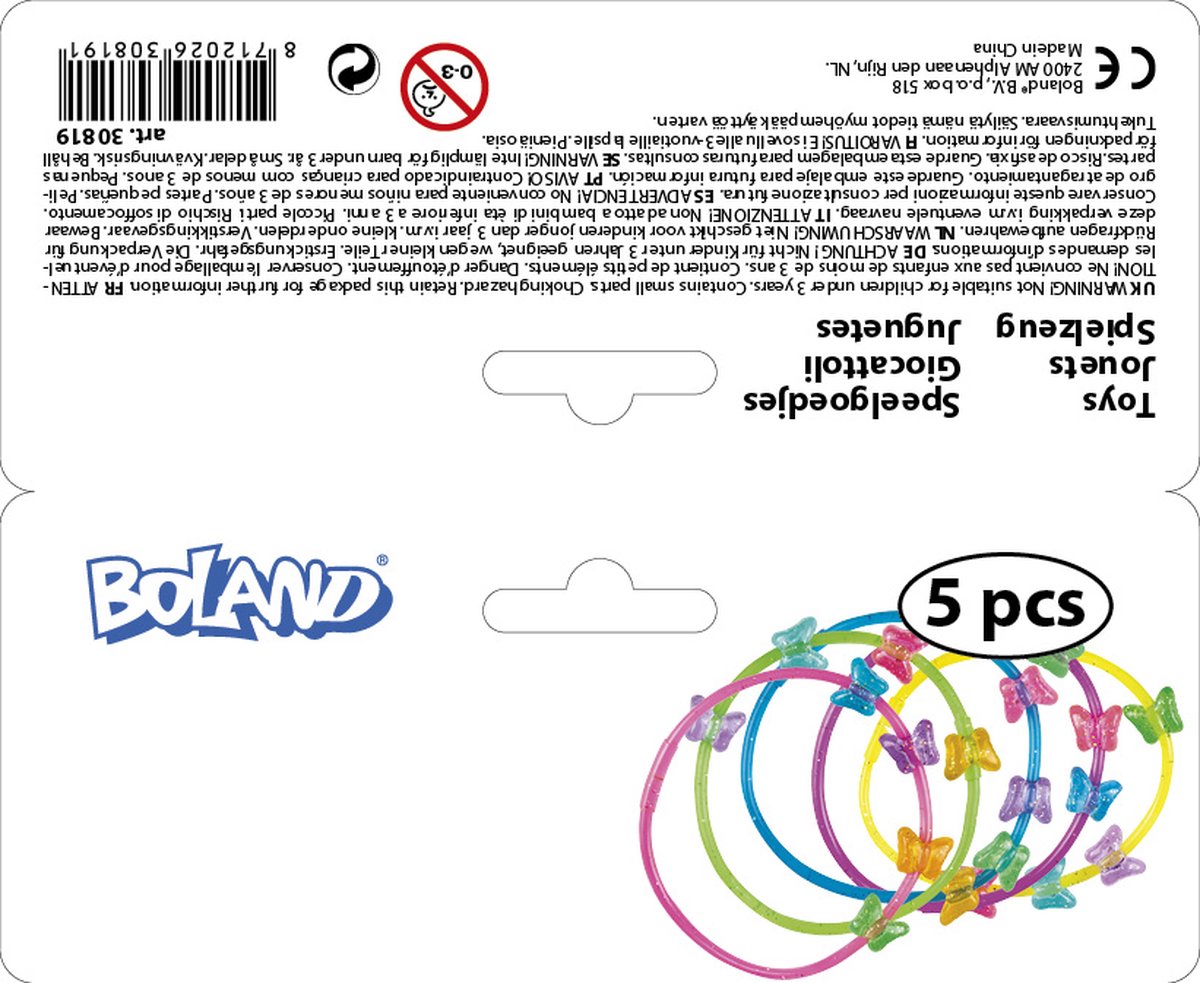 Boland - 5 Vlinderarmbandjes - Pinata vulling - Uitdeelcadeautjes ...