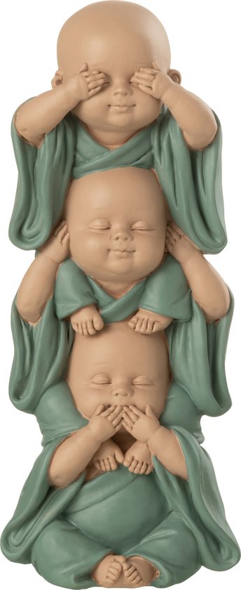 J-Line figuur Monnik Horen/Zien/Zwijgen Op Elkaar - polyresin - groen ...