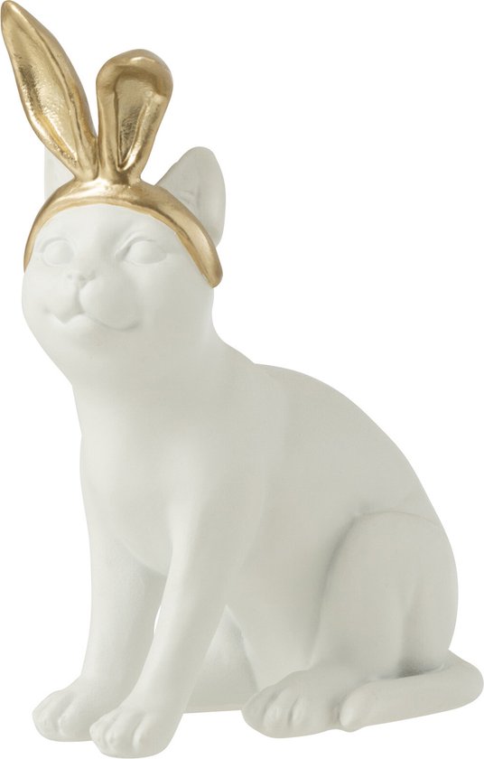 J-Line Kat Oor Resine Goud/Wit Small | bol