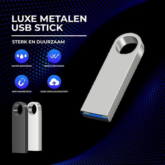 Luxe metalen USB stick 1 TB - Zwart - USB 3.0 - Gratis sleutelhanger ...