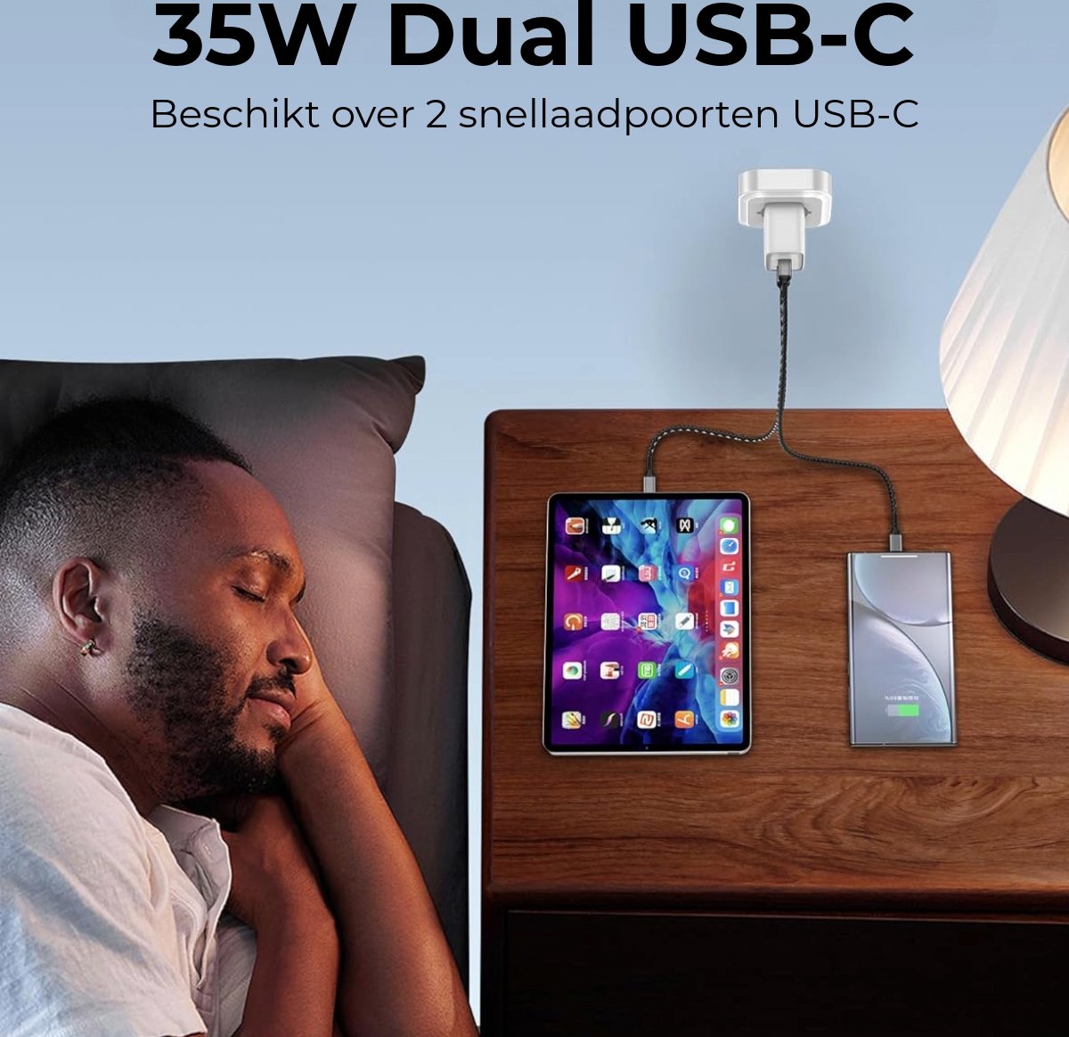 35W USB C Adapter + USB C Kabel - GaN Snellader - USBC naar USB-C Oplader - Snellader... | bol