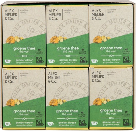 Alex Meijer - Groene Thee Gember Citroen FT - 6 pakken x 10 stuks x 1,5 ...