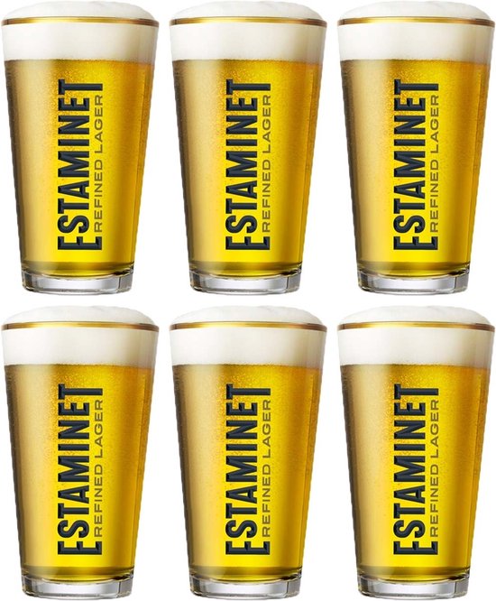 Estaminet Bierglas 25cl - Set van 6 Stuks - Speciaal voor Lagerbier - Geniet van... | bol