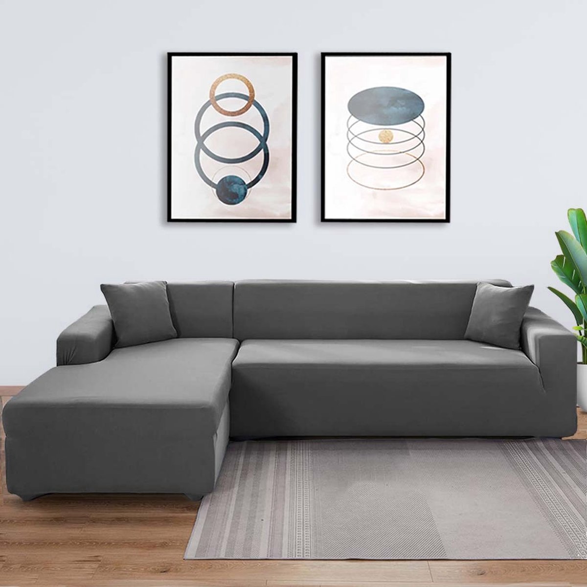 BankhoesDiscounter Basic Bankhoes – Hoekbank – M2 (130-175cm) – Grijs ...