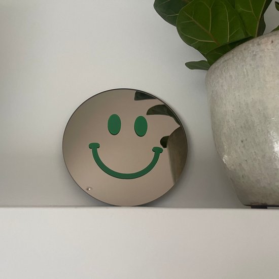 Donkergroene Smiley Spiegel - 20cm - Rond - Perfect voor Kinderkamer ...