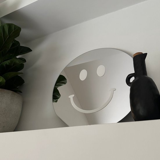 Witte Smiley Spiegel - 38cm - Rond | bol