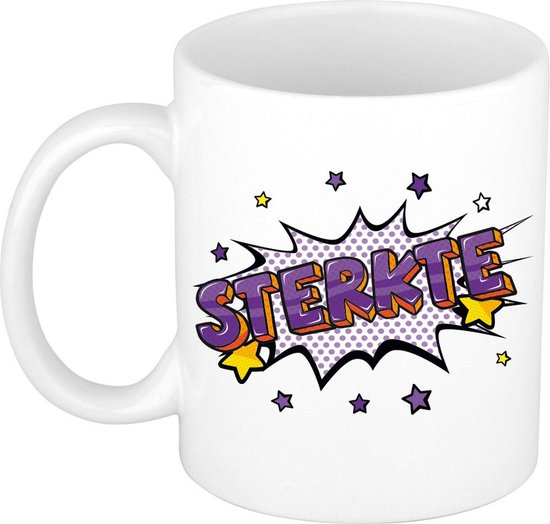 Sterkte cadeau koffiemok / theebeker wit met sterren - 300 ml - keramiek - cadeau... | bol