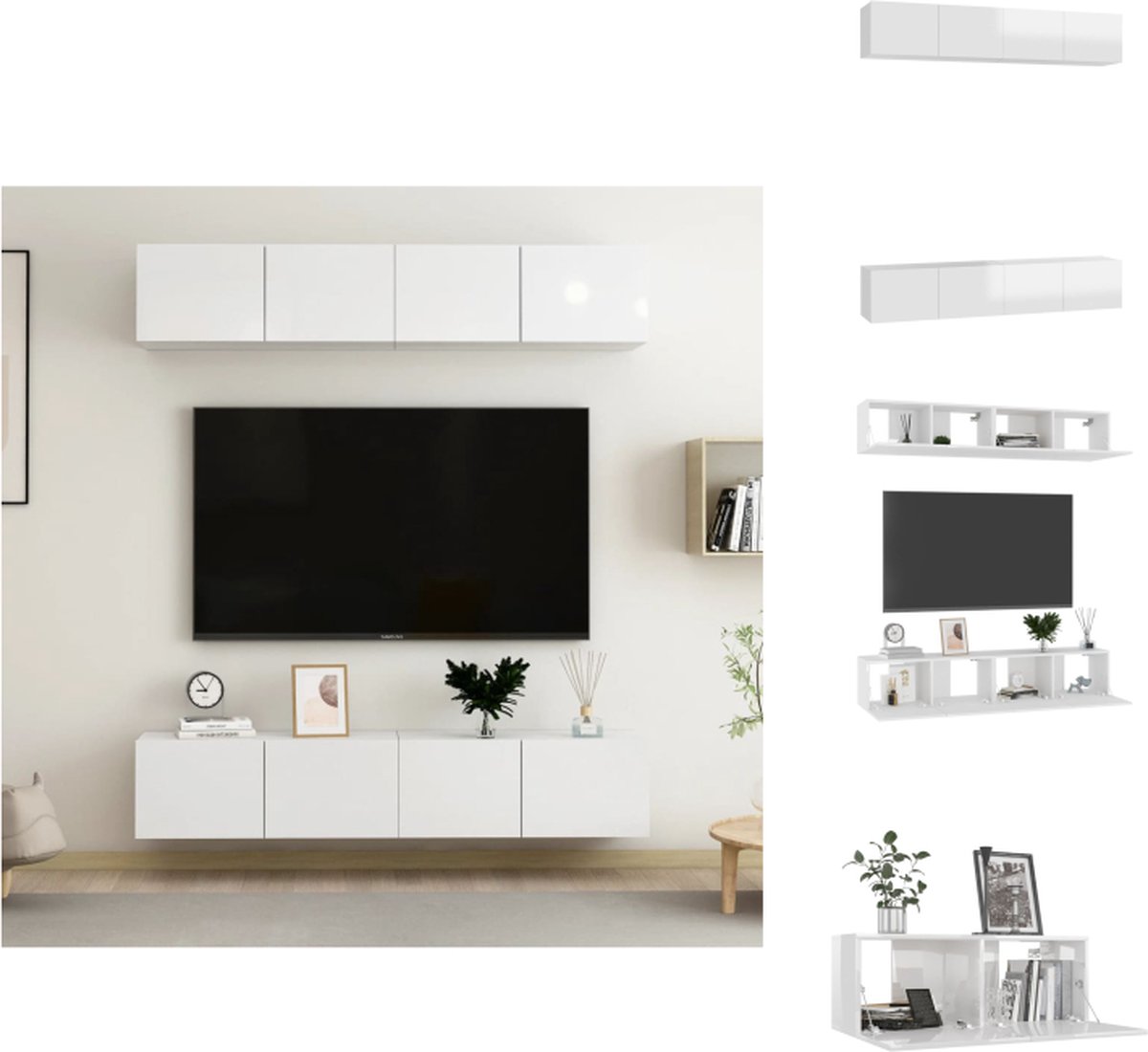 vidaXL Televisiekast TV-Meubel - 80 x 30 x 30 cm - Hoogglans wit - Kast ...