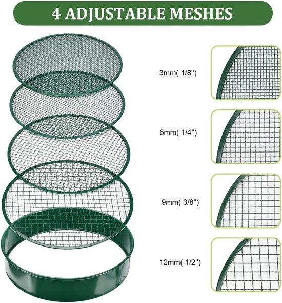 4-in-1 tuinzeef aarde grote zeef weerbestendig zeef, met 4 ...