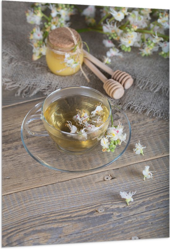 Vlag - Thee - Bloemen - Honing - Drinken - 100x150 cm Foto op Polyester ...
