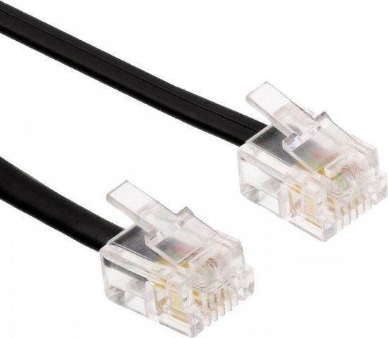 RJ11 - RJ11 telefoonkabel / zwart - 5 meter | bol