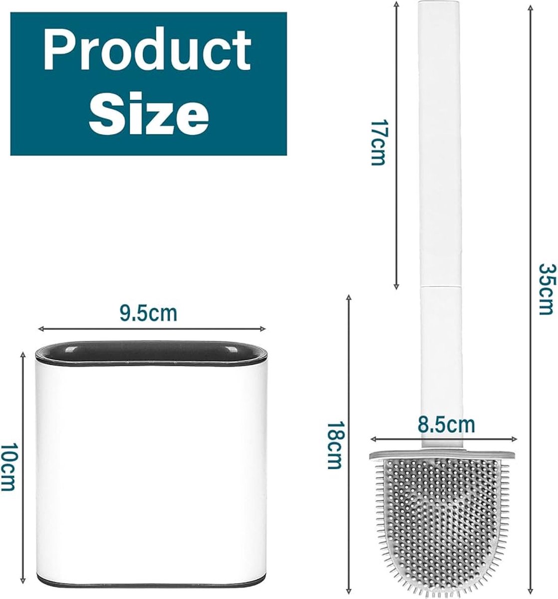 WC-borstel, siliconen toiletborstel en houder,Dubbele basis ...