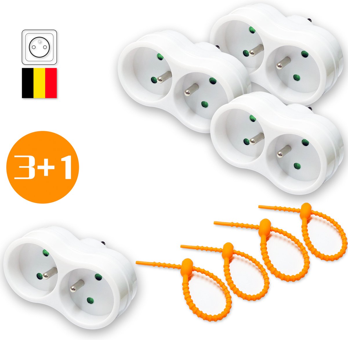 Colorful Sun® Stopcontact splitter - Verdeelstekker - 3+1 stuks ...