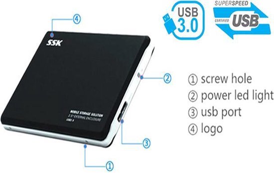 SSK HE V300 USB 3.0 Plug and Play SSD / HDD 2.5" Behuizing - Externe SATA harde schijf... | bol