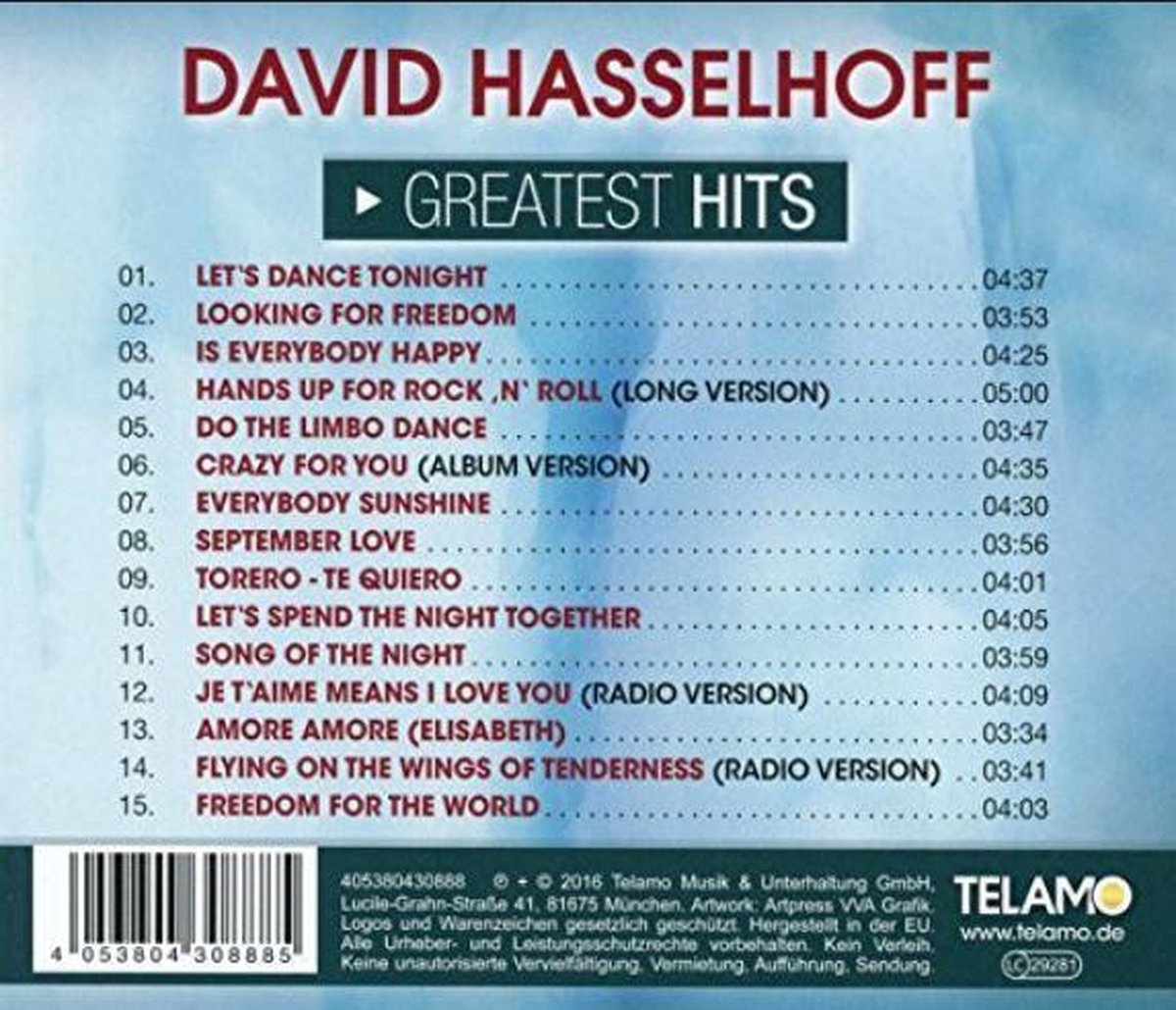 Greatest Hits - David Hasselhoff, David Hasselhoff | CD (album ...